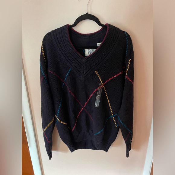 Sears | Sweaters | Vintage Sears Nwt 9s Diamond Knit V Neck Primary ...